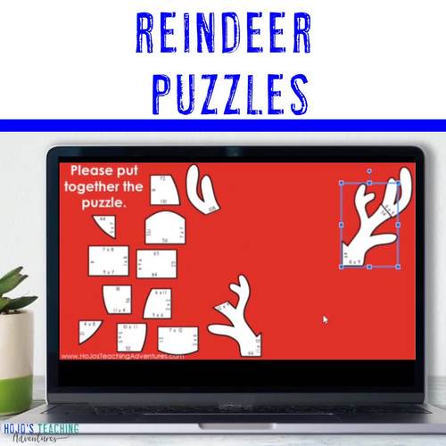 DIVISION Reindeer Craft Activity: Christmas Math Puzzle Center ...