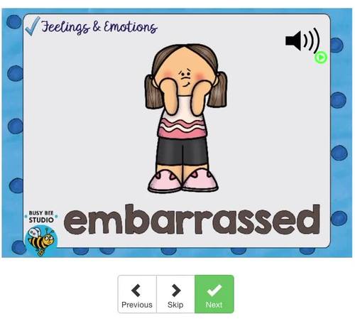 Feelings and Emotions | Boom Cards | Vocabulary Flashcards with Audio