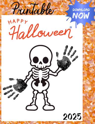 Funny Skeleton Happy Halloween Skeleton Handprint Craft Halloween ...