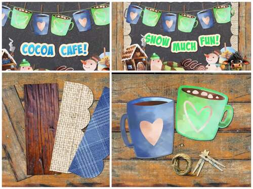 Hot Chocolate Bulletin Board Kit for Preschoolers Winter and Snow Theme