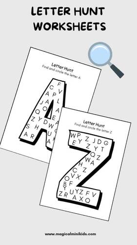 Alphabet Letter Recognition Worksheets, Letter Hunt, Uppercase Letters,