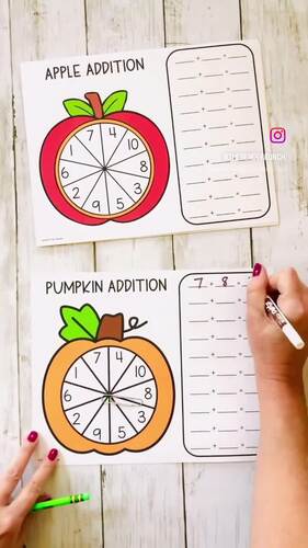 Fall Spinner Addition Facts to 20 - Hands On Addition Practice ...