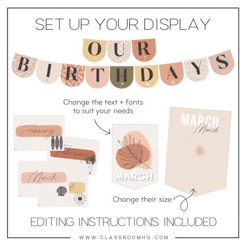 BOHO SUMMER Classroom Birthday Display by classroomHQ | TPT