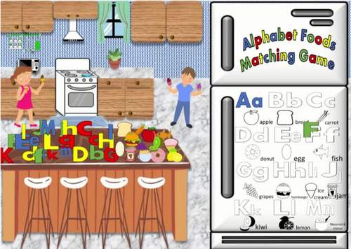 Alphabet Foods Matching Game Boom Cards by Teacher's Pride | TPT