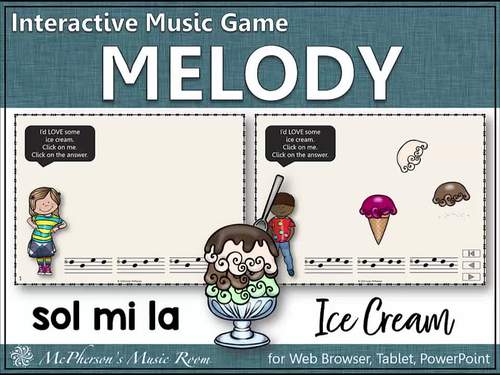 Solfege | Sol Mi La Interactive Melody Game {Ice Cream} by Linda McPherson