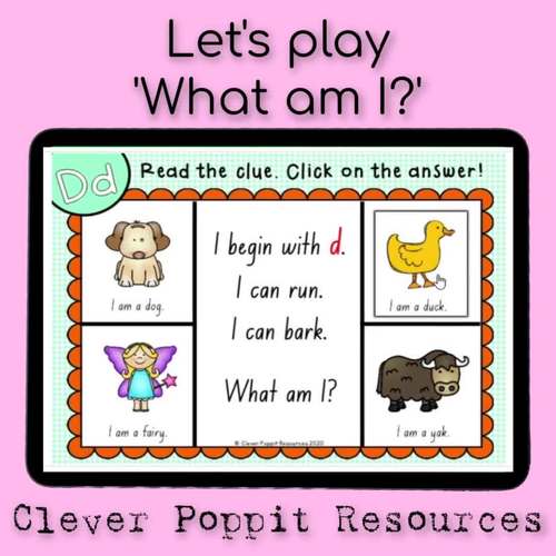 BOOM CARDS Reading Cards - What am I? by Clever Poppit Resources