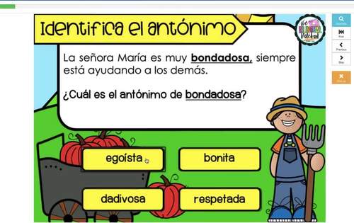 Antonimos Boom Cards Set 2 - Spanish Antonyms (Distance Learning)