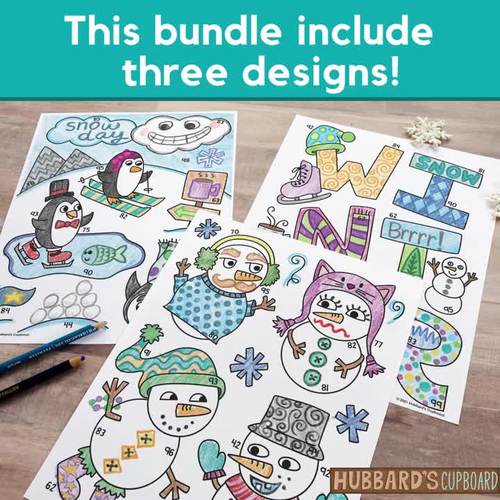 Winter Math Color by Number 2-3 Double Digit Addition with without ...