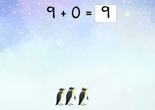 Addition Fill In Math Facts BOOM 100 Cards Winter Penguin Scenes