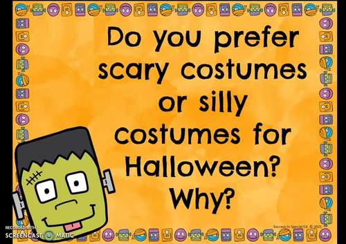 Halloween Discussion Questions for Morning Meeting Upper Elementary