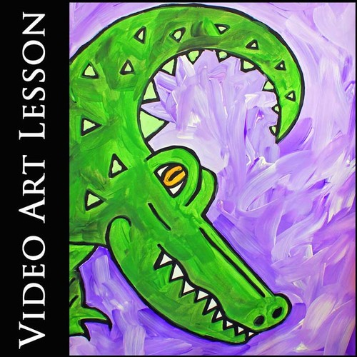 ALLIGATOR Video Art Lesson | Directed Drawing & Painting Project & Activity