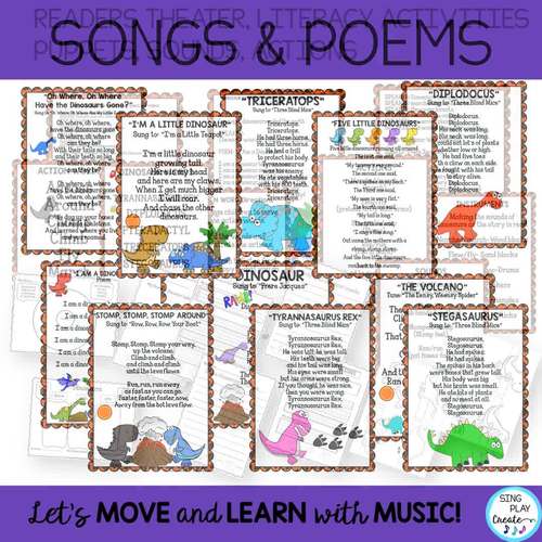 Dinosaur Songs and Poems -Readers Theater, Action Story, and Literacy ...