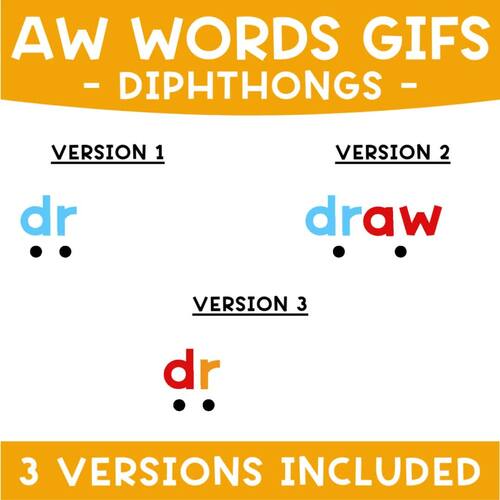 AW Words Diphthongs GIFS by Teacher Cloud | TPT