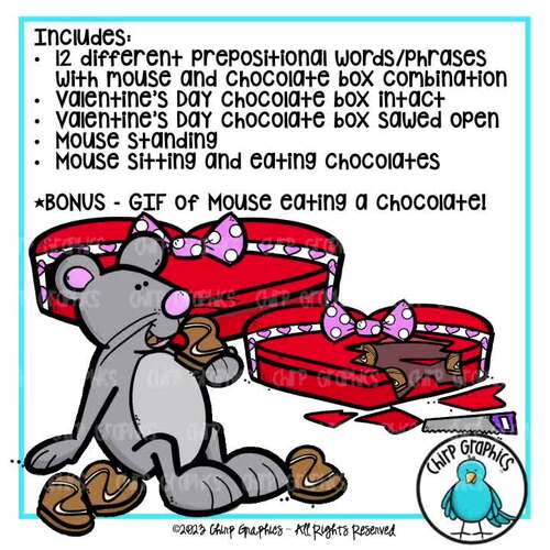 Prepositions, Valentine's Day Mouse Clip Art Set by Chirp Graphics