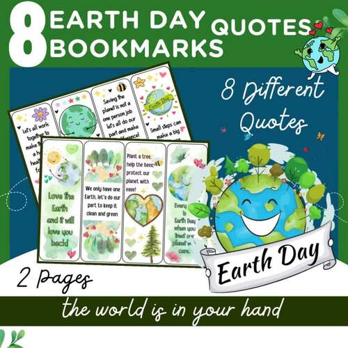 Earth day Printable Bookmarks for April | World Environment Day by Storekum