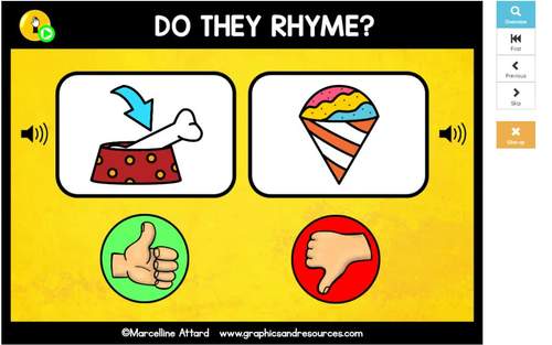 RHYMING WORDS PICTURES BOOM CARDS PHONOLOGICAL AWARENESS ACTIVITY ...