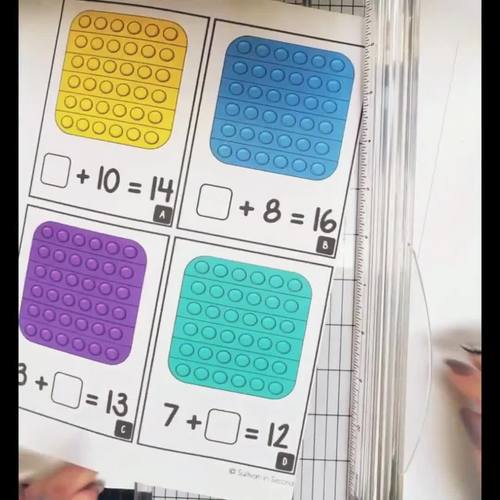 Missing Addends Math Task Cards Addition within 20 | POP IT Activity