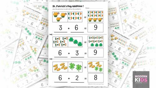 St. Patrick's Day Addition & Substruction Math Worksheet | TPT