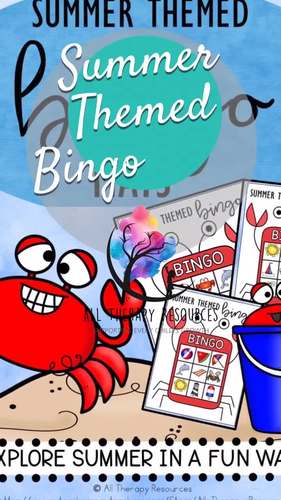 Summer Themed Vocabulary Language Bingo Game - End of Year Activity