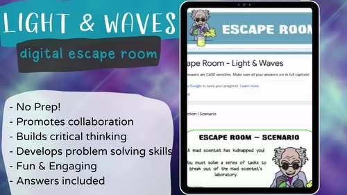Light and Waves Science Digital Escape Room Activity by The Animated ...