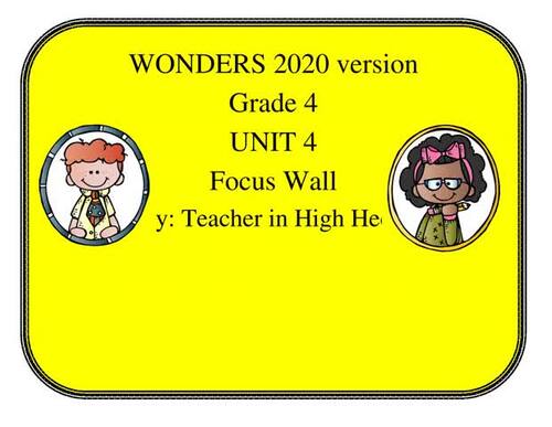 McGraw-Hill Wonders 2020 Grade 4 Unit 4 Focus Wall Bulletin Board