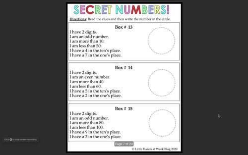 Secret Numbers! by Little Hands At Work Blog | Teachers Pay Teachers
