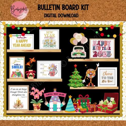 New Year Bulletin Board Kit Cozy January Classroom Decor for Teachers