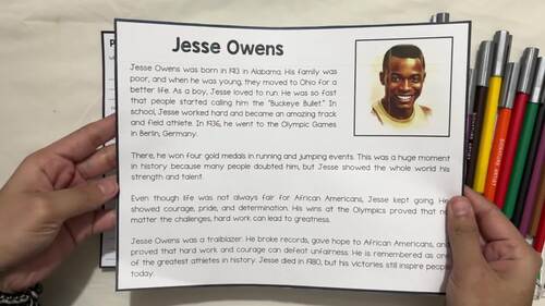 Jesse Owens Craft Black History Month Craft Research Project Activities