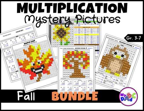 Fall Multiplication Mystery Picture Activities BUNDLE | TPT