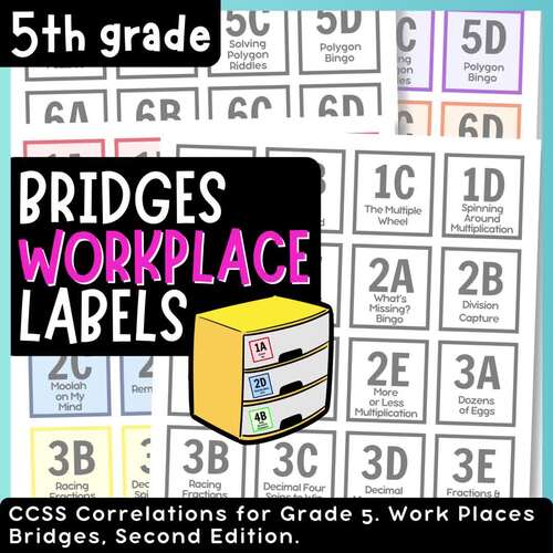 ️ Back to School Math Bridges workplace Classroom labels 5th grade Bin ...