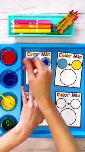 Color Mixing Preschool Task Cards by Preschool Packets | TPT