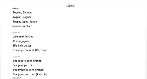 La chanson du J - Song - Audio File - Distance Learning | TPT