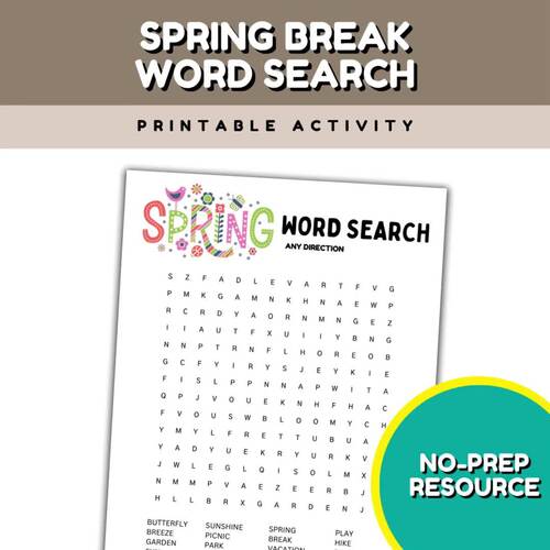 Spring Break Word Search Printable, Fun Activities Before Spring Break ...