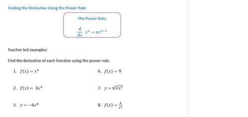Finding Derivatives Using the Power Rule (lesson video) | TPT