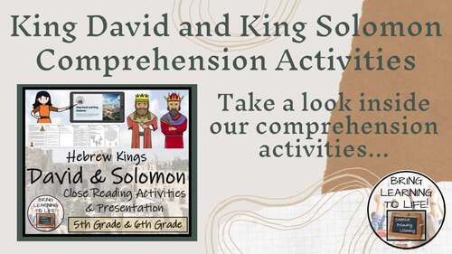 King David & King Solomon Close Reading Activities | 5th Grade & 6th Grade