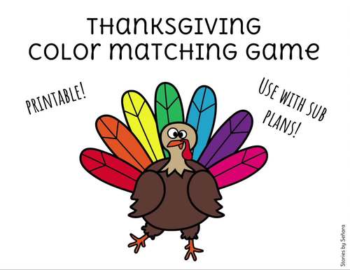 Thanksgiving - Printable Matching Game - Spanish Colors by Stories by ...