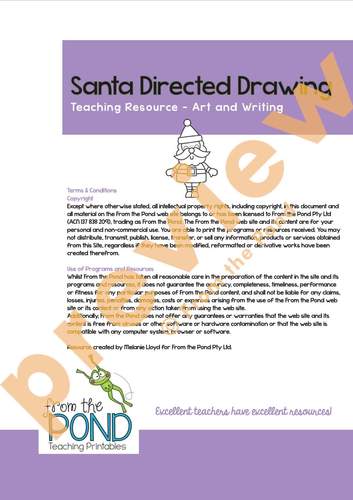 Santa Christmas Directed Drawing & Writing Activity by From the Pond