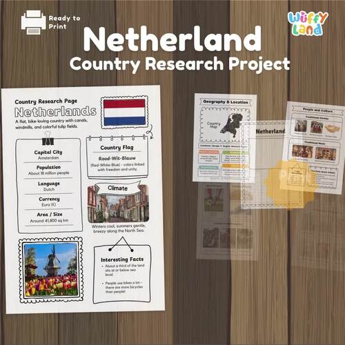 Netherlands Country Study Bundle | Geography Research, Coloring Pages ...