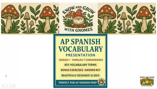 AP Spanish Unit 1 Familias y Communidades Vocabulary Presentation 2 w ...