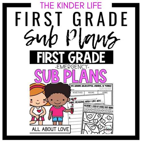February First Grade Valentines Day Emergency Sub Plans | No Prep ...