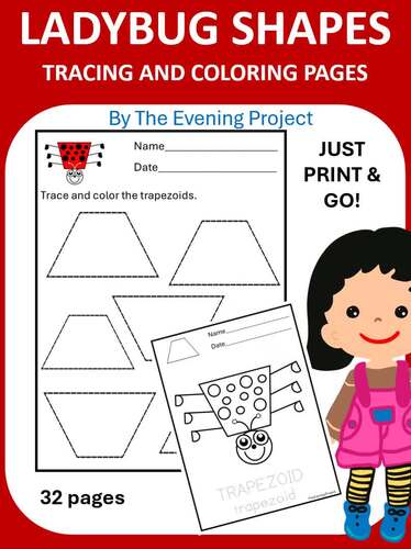 LADYBUG 2 D SHAPES TRACING AND COLORING PAGES FOR K+ & SPEC. EDUC.