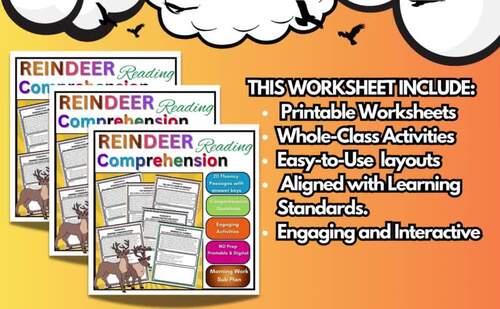 Reindeer Reading Comprehension Passages Nonfiction 3rd,4th,5th,6th,7th ...