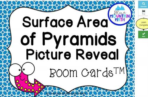 Surface Area of Pyramids Picture Reveal Boom Cards by Blue Mountain Math