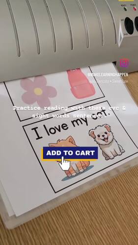 CVC& sight word sentences picture match for beginner readers | TPT