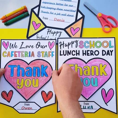 Cafeteria Appreciation Thank You Cards, School Lunch Hero Day Coloring ...