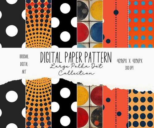Seamless Large Polka Dot Papers, 300 Dpi Printable Download by BUY MY ...