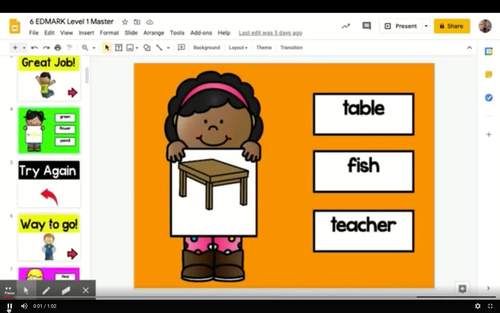 EDMARK Word Match L1 Set 1 Google Slides by It's FUNctional to me