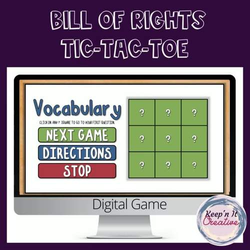 Bill of Rights Tic-Tac-Toe Digital Game by Keep'n It Creative | TPT