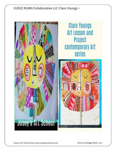 Clare Youngs Art Lesson Lions Drawing K-4th Grade Writing Activity