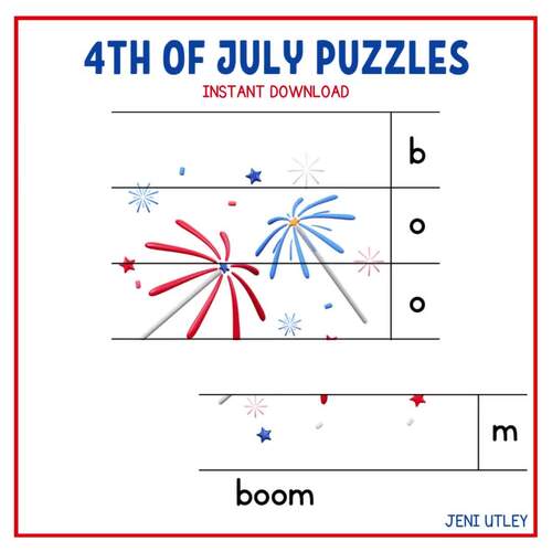 4th of July Word Puzzles | Patriotic Spelling Activity for Preschool